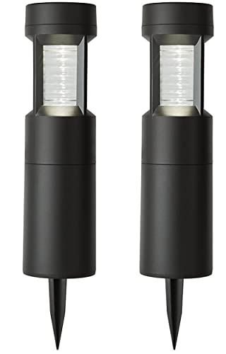 Hampton Bay Lighting Solar 10 Lumens Matte Black Outdoor Integrated LED Bollard Light with Motion Sensor and Adjustable Height (2-Pack)