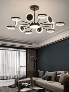 kaiyuan black chandelier light fixture, modern led chandelier with remote control, 12-lights modern farmhouse black sputnik chandelier for dining room,bedroom,living room,kitchen,bedroom,foyer