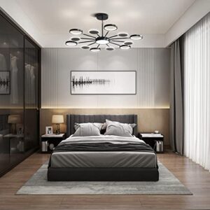 Kaiyuan Black Chandelier Light Fixture, Modern LED Chandelier with Remote Control, 12-Lights Modern Farmhouse Black Sputnik Chandelier for Dining Room,Bedroom,Living Room,Kitchen,Bedroom,Foyer