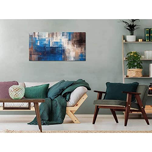 Pogusmavi Large Dark Blue Abstract Wall Art Decor for Living Room Canvas Prints Picture Artwork Office Home Bedroom Wall Decoration 24x48