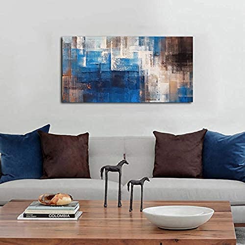 Pogusmavi Large Dark Blue Abstract Wall Art Decor for Living Room Canvas Prints Picture Artwork Office Home Bedroom Wall Decoration 24x48