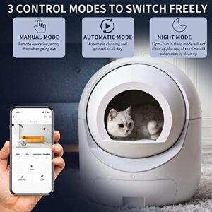 Self-Cleaning Cat Litter Box for Multiple Cats , Scooping Automatically , Suitable for All Kinds of cat Litter, Secure,Odor Removal , App Control, Support 5G&2.4G WiFi