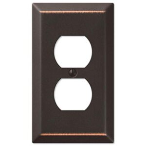 hampton bay century steel 1 duplex outlet plate – aged bronze