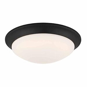 hampton bay lighting stetson 11 in. 1-light satin bronze selectable cct led flush mount, hb1022c-5cct-34