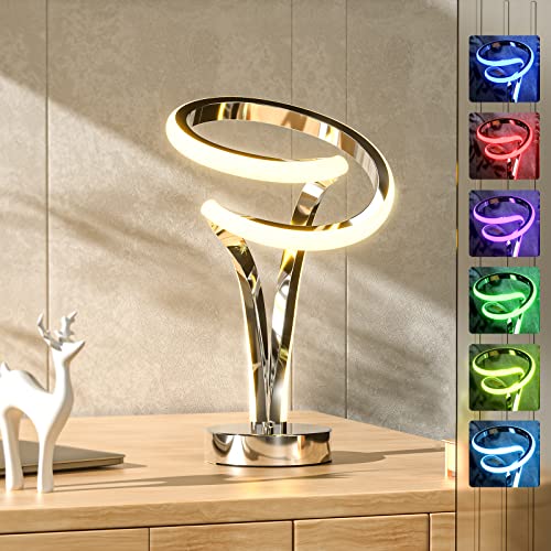 airnasa Modern Spiral RGB Table Lamp, Touch Dimmable LED Nightstand Lamp, 10 Light Modes Bedroom lamp, Unique Lamps for Home Decor Living Room Bedroom Office, Cool Lamps for Ideal Gift