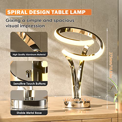 airnasa Modern Spiral RGB Table Lamp, Touch Dimmable LED Nightstand Lamp, 10 Light Modes Bedroom lamp, Unique Lamps for Home Decor Living Room Bedroom Office, Cool Lamps for Ideal Gift