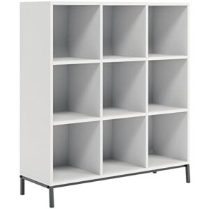 sauder north avenue white 9-cube cubby organizer bookcase, white finish