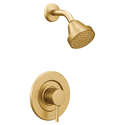 Moen Align Brushed Gold Pressure Balancing Modern Shower Trim Kit with Showerhead and Shower Lever Handle (Posi-Temp Valve Required), T2192BG