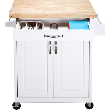 Kitchen Cart Rolling Island Storage Unit Cabinet Utility Portable Home Microwave Wheels Butcher Wood Top Drawer Shelf