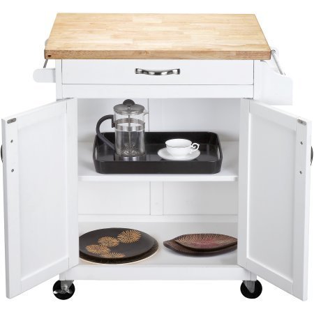 Kitchen Cart Rolling Island Storage Unit Cabinet Utility Portable Home Microwave Wheels Butcher Wood Top Drawer Shelf