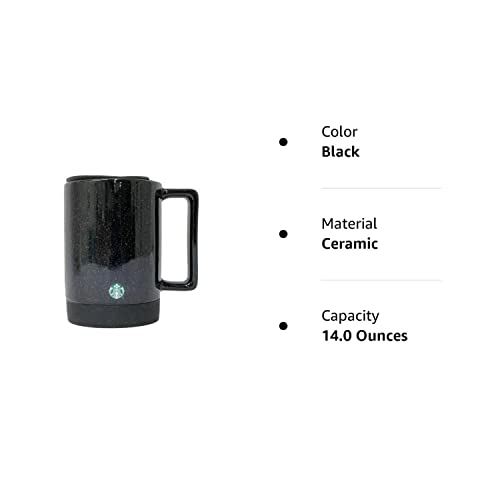 Starbucks Black Speckled Ceramic Mug w/lid Nonslip Bottom 14oz