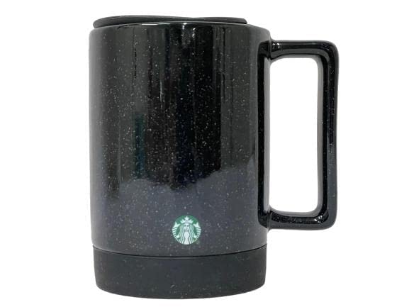 Starbucks Black Speckled Ceramic Mug w/lid Nonslip Bottom 14oz