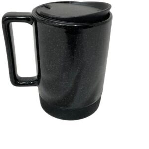 Starbucks Black Speckled Ceramic Mug w/lid Nonslip Bottom 14oz