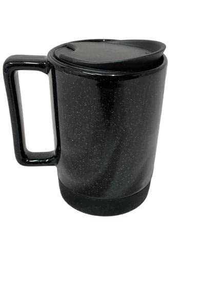 Starbucks Black Speckled Ceramic Mug w/lid Nonslip Bottom 14oz