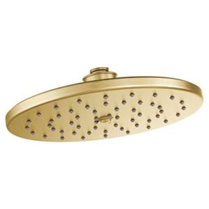 moen s112bg waterhill 10-inch single function showerhead with immersion rainshower technology, brushed gold