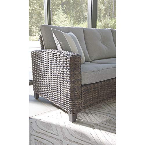 Signature Design by Ashley Cloverbrooke Outdoor Seating Set, Includes Sofa, Coffee Table & 2 Chairs, Gray