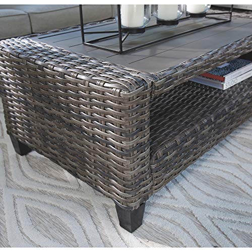 Signature Design by Ashley Cloverbrooke Outdoor Seating Set, Includes Sofa, Coffee Table & 2 Chairs, Gray