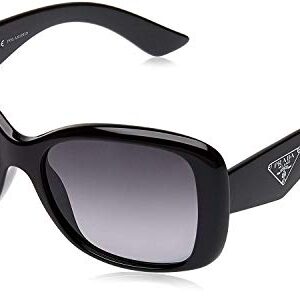 Prada Heritage PR 32PS 1AB5W1 Black Plastic Square Sunglasses Grey Gradient Polarized Lens