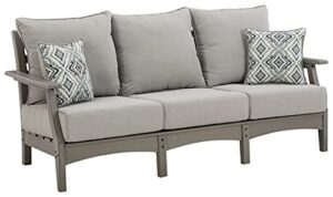 signature design by ashley visola outdoor hdpe patio sofa with cushion, gray