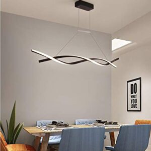 Ziplighting Modern LED Pendant Lighting for Dining Room & Kitchen Island Stepless Dimmable Pendant Light with Remote Dimming Chandelier Contemporary Adjustable Ceiling Fixture Wave Ceiling Light f