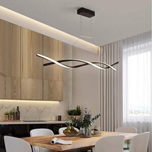 Ziplighting Modern LED Pendant Lighting for Dining Room & Kitchen Island Stepless Dimmable Pendant Light with Remote Dimming Chandelier Contemporary Adjustable Ceiling Fixture Wave Ceiling Light f