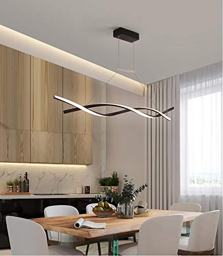 Ziplighting Modern LED Pendant Lighting for Dining Room & Kitchen Island Stepless Dimmable Pendant Light with Remote Dimming Chandelier Contemporary Adjustable Ceiling Fixture Wave Ceiling Light f