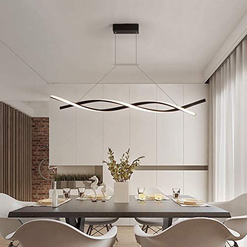 Ziplighting Modern LED Pendant Lighting for Dining Room & Kitchen Island Stepless Dimmable Pendant Light with Remote Dimming Chandelier Contemporary Adjustable Ceiling Fixture Wave Ceiling Light f