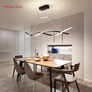 Ziplighting Modern LED Pendant Lighting for Dining Room & Kitchen Island Stepless Dimmable Pendant Light with Remote Dimming Chandelier Contemporary Adjustable Ceiling Fixture Wave Ceiling Light f