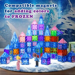 Diamond Magnetic Tiles 102pcs with Dolls, Girls Toys Age 4-5 6-8, Princess Castle Magnetic Blocks, Toys for 3+ Year Old Girls & Boys, Kids Toys Help Kids STEM Learning & Encourage Imaginative Play