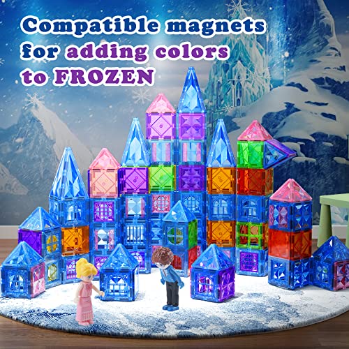 Diamond Magnetic Tiles 102pcs with Dolls, Girls Toys Age 4-5 6-8, Princess Castle Magnetic Blocks, Toys for 3+ Year Old Girls & Boys, Kids Toys Help Kids STEM Learning & Encourage Imaginative Play