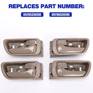 LCWRGS 4Pcs Interior Inside Door Handles Replacement for Toyota Camry 2002 2003 2004 2005 2006, Inner Door Handle Front/ Rear Driver & Passenger Side - Beige