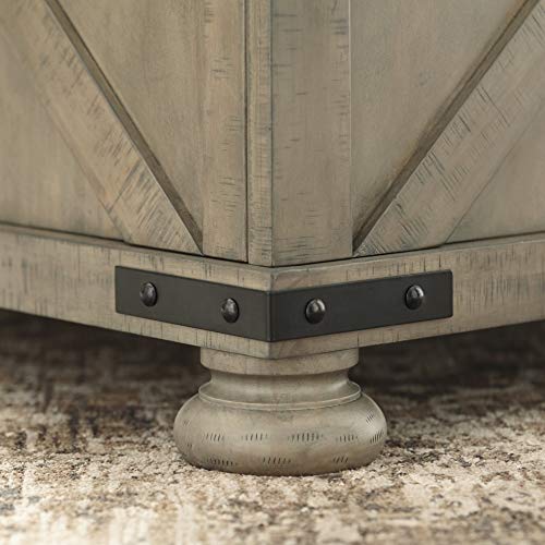 Signature Design by Ashley Aldwin Farmhouse Square Coffee Table with Lift Top for Storage, Grayish Brown