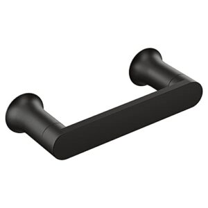 moen genta matte black modern double post wall mount pivoting toilet paper holder, bh3808bl