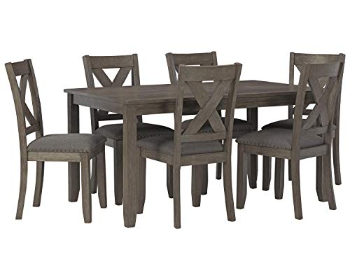 Signature Design by Ashley Caitbrook Rustic 7 Piece Dining Set, Include Table and 6 Chairs, Gray