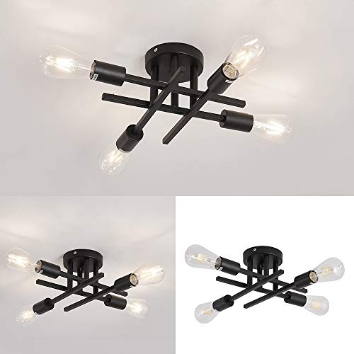 ZGLAOJT Semi Flush Mount 4 Light Ceiling Light Matte Black with E26 Base Modern Chandelier for Farmhouse Kitchen Dining Room Bedroom Study Living Room.