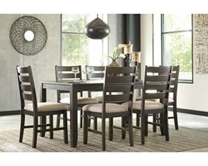 signature design by ashley rokane dining room table set with 6 upholstered chairs, brown