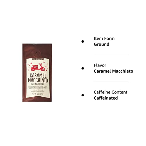 World Market Limited Edition Naturally Flavored Ground Coffee 12oz, 1 Pack (Caramel Macchiato)