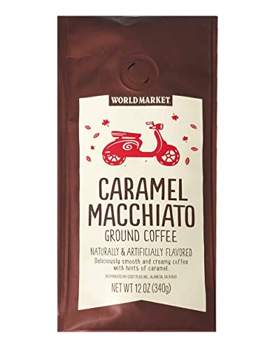 World Market Limited Edition Naturally Flavored Ground Coffee 12oz, 1 Pack (Caramel Macchiato)