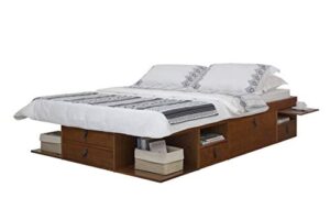 memomad bali storage platform bed with drawers (queen size, caramel)