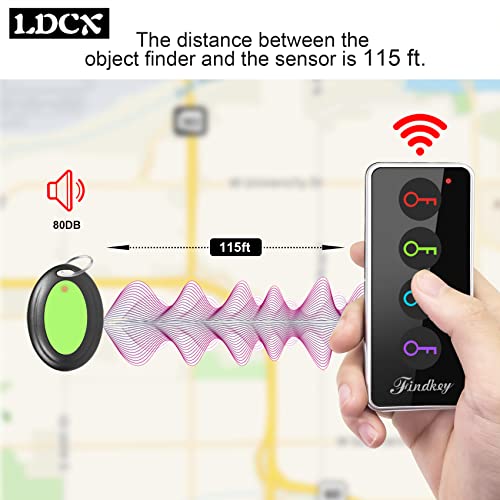 Key Finders,ldcx 85dB Remote Finder Wireless Item Rf Locator Make Noise,1 Rf Transmitter 4 Receivers w/ 131ft Working Range,Anti Lost Tag Key Wallet Pet Smart Tracker w/ Led Flashlight and Key Rings