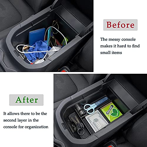 JDMCAR Center Console Tray Organizer Compatible with 2023 Toyota RAV4 2022 2021 2020 2019 Accessories, Armrest Insert Container ABS Material Secondary Storage Box