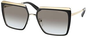 prada pr 58ws aav0a7 black pale gold metal square sunglasses grey gradient lens