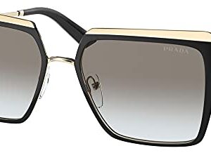 Prada PR 58WS AAV0A7 Black Pale Gold Metal Square Sunglasses Grey Gradient Lens