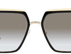 Prada PR 58WS AAV0A7 Black Pale Gold Metal Square Sunglasses Grey Gradient Lens