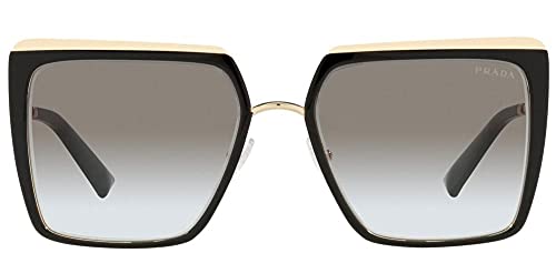 Prada PR 58WS AAV0A7 Black Pale Gold Metal Square Sunglasses Grey Gradient Lens