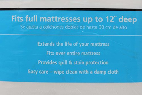 Mainstays Vinyl Fitted Mattress Protector, White, Full