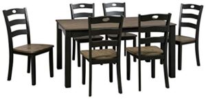 signature design by ashley froshburg rustic 7 piece dining set, includes table & 6 chairs, dark brown