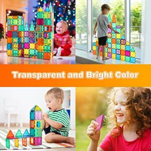 Bmag 130PCS Magnetic Tiles Building Blocks, 3D Magnet Blocks Construction Playboards for Kids Toddlers, Educational STEM Preschool Toys for Boys Girls with 2 Cars