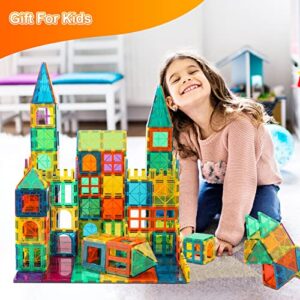 Bmag 130PCS Magnetic Tiles Building Blocks, 3D Magnet Blocks Construction Playboards for Kids Toddlers, Educational STEM Preschool Toys for Boys Girls with 2 Cars