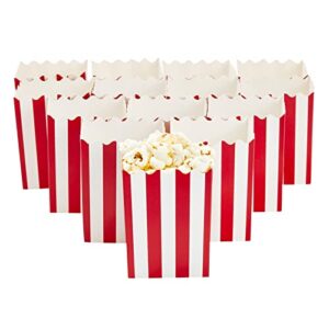 100 Pack Red and White Mini Popcorn Boxes for Party, Bulk Paper Popcorn Containers for Movie Night Decorations (3 x 4 In)